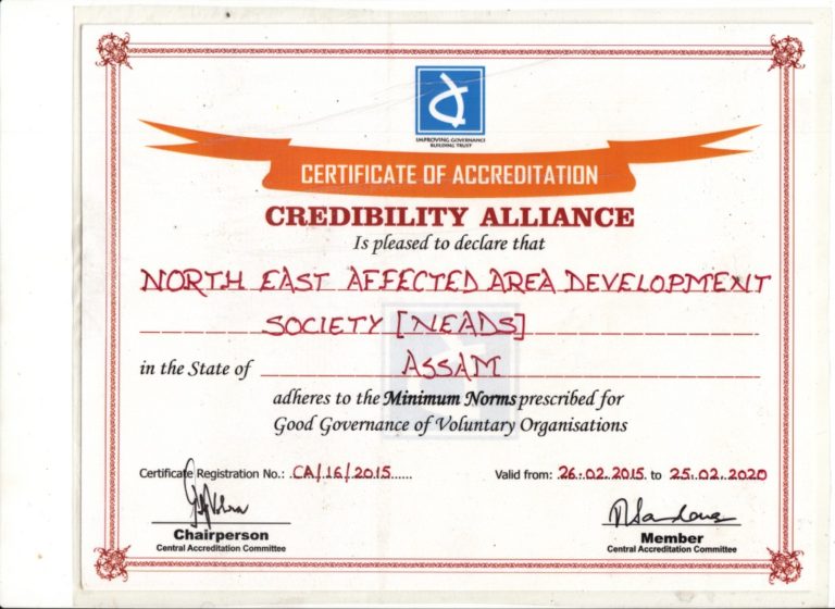 CERTIFICATE OF ACCREDITATION AS NGO ADHERES TO THE MINIMUM NORMS ...